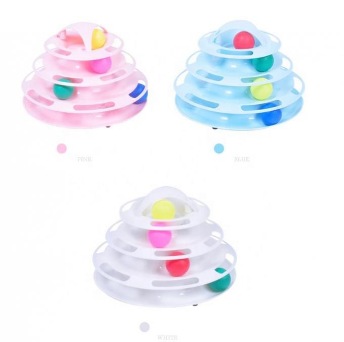 Interactive Funny Cat Track Toy , Cat Roller Toy Pink / White / Blue Color