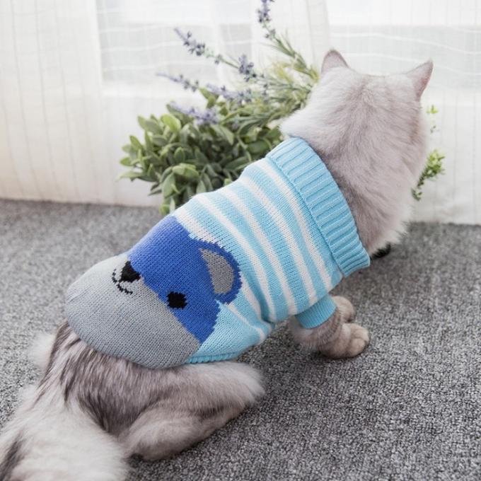 Customized Pattern Cat Wearing Sweater , Designer Cat Clothes Size XS - XXL